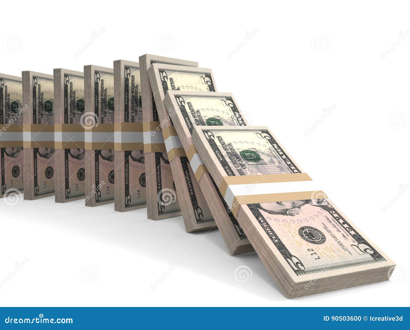 Stacks of Money. Five Dollars Stock Illustration - Illustration of ...