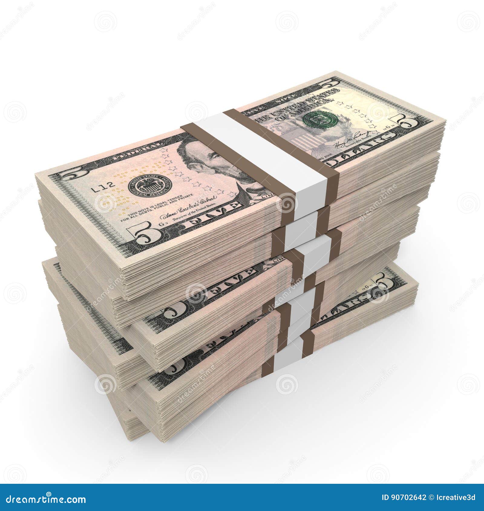 Stacks of Money. Five Dollars Stock Illustration - Illustration of ...