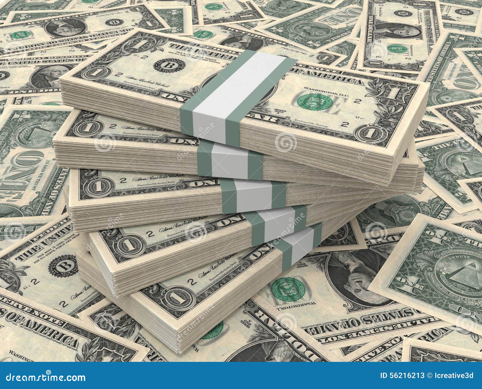 Stacks of Money. One Dollar Stock Illustration - Illustration of number ...