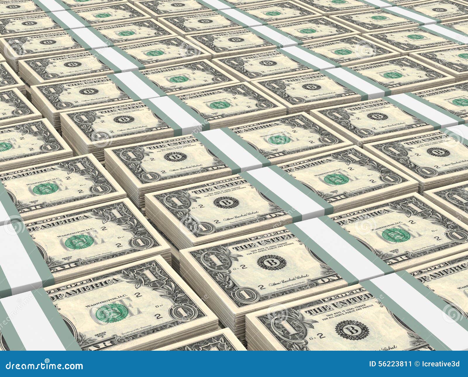 Stacks of Money. One Dollar Stock Illustration - Illustration of bundle ...