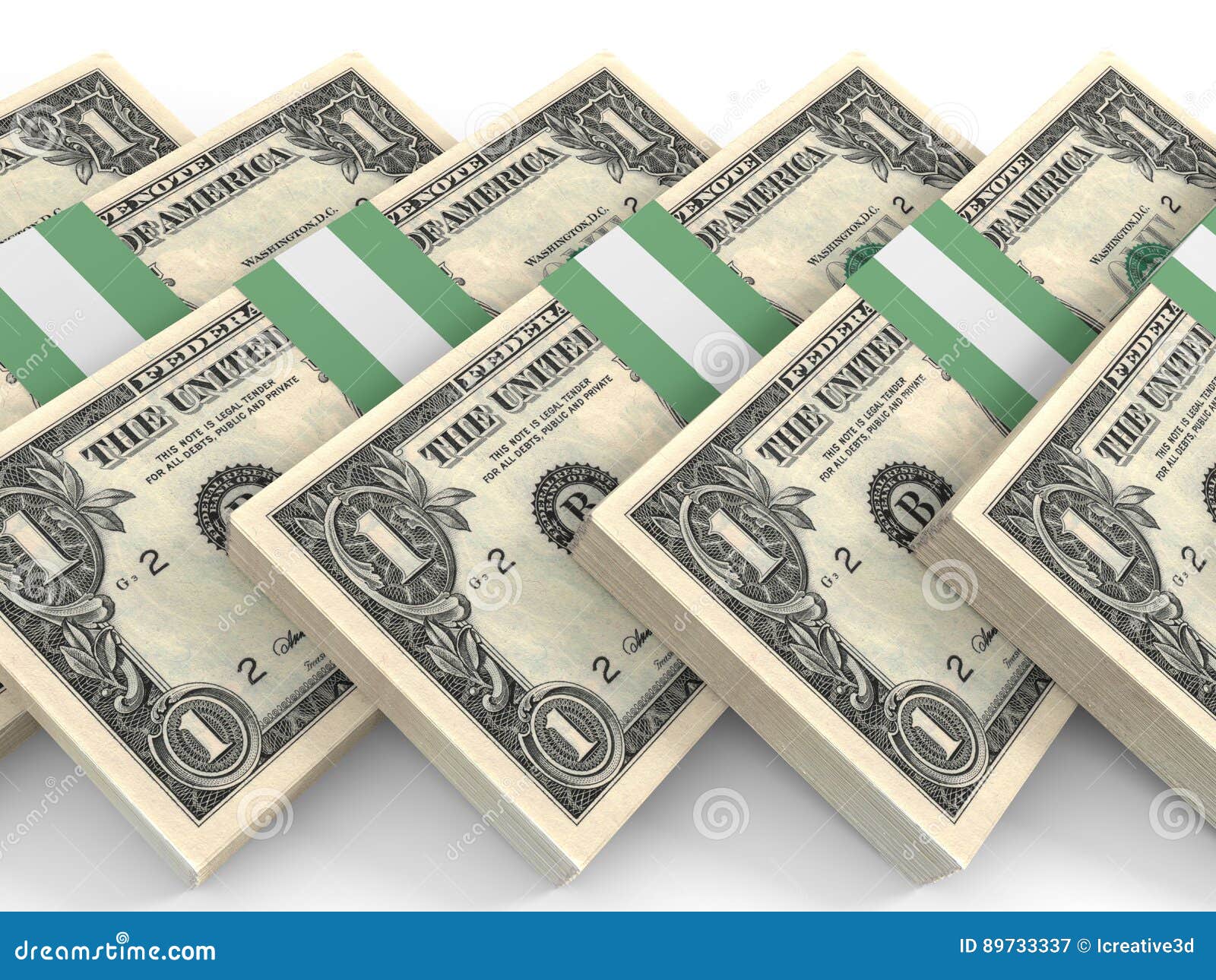 Stacks of Money. One Dollar Stock Illustration - Illustration of debt ...