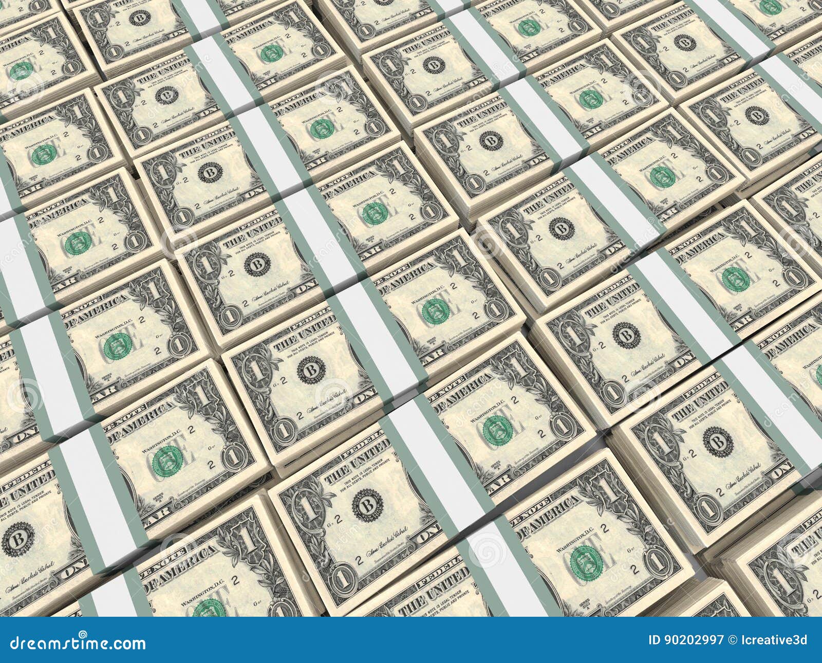 Stacks of Money. One Dollar Stock Illustration - Illustration of ...