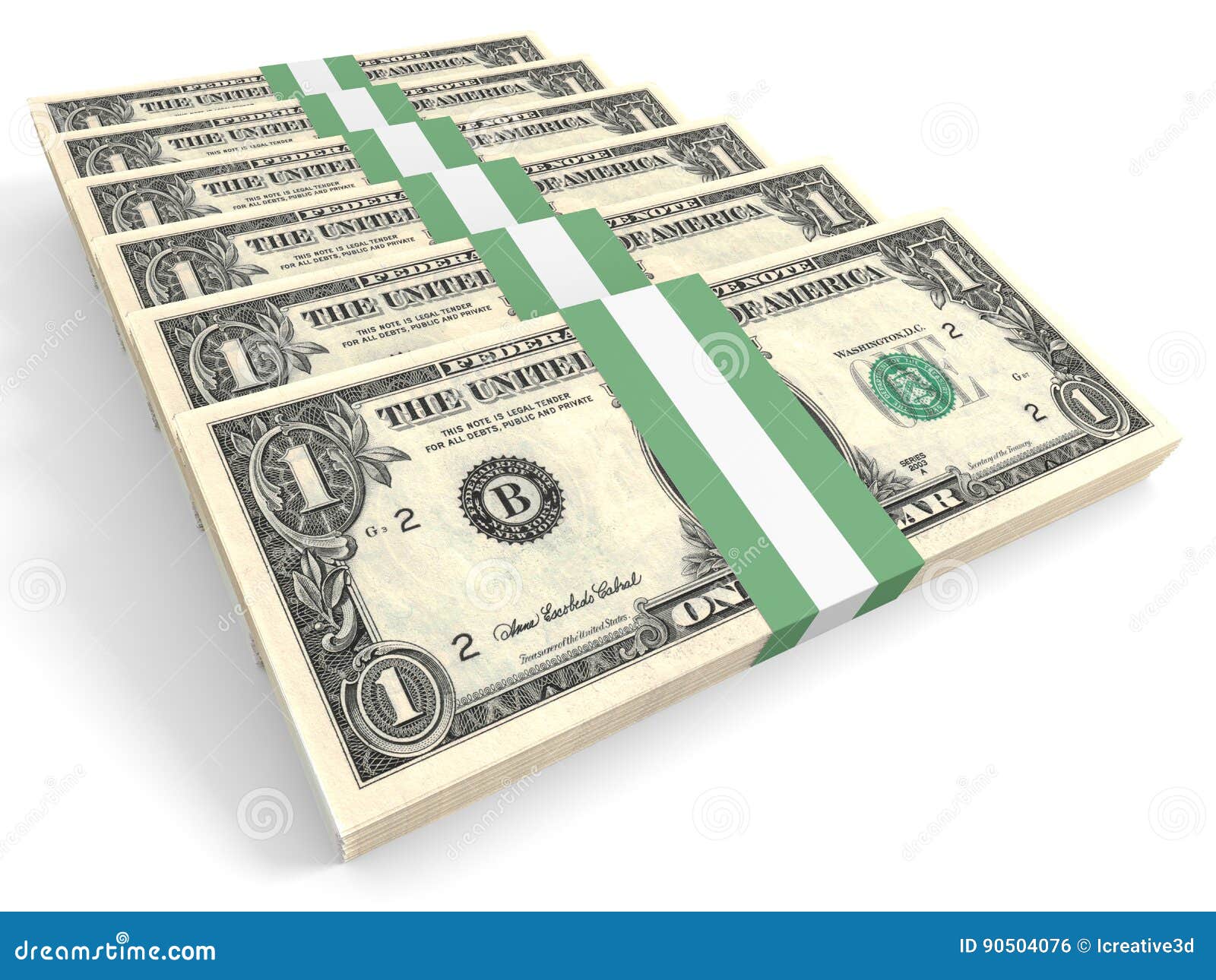 Stacks of Money. One Dollar Stock Illustration - Illustration of ...