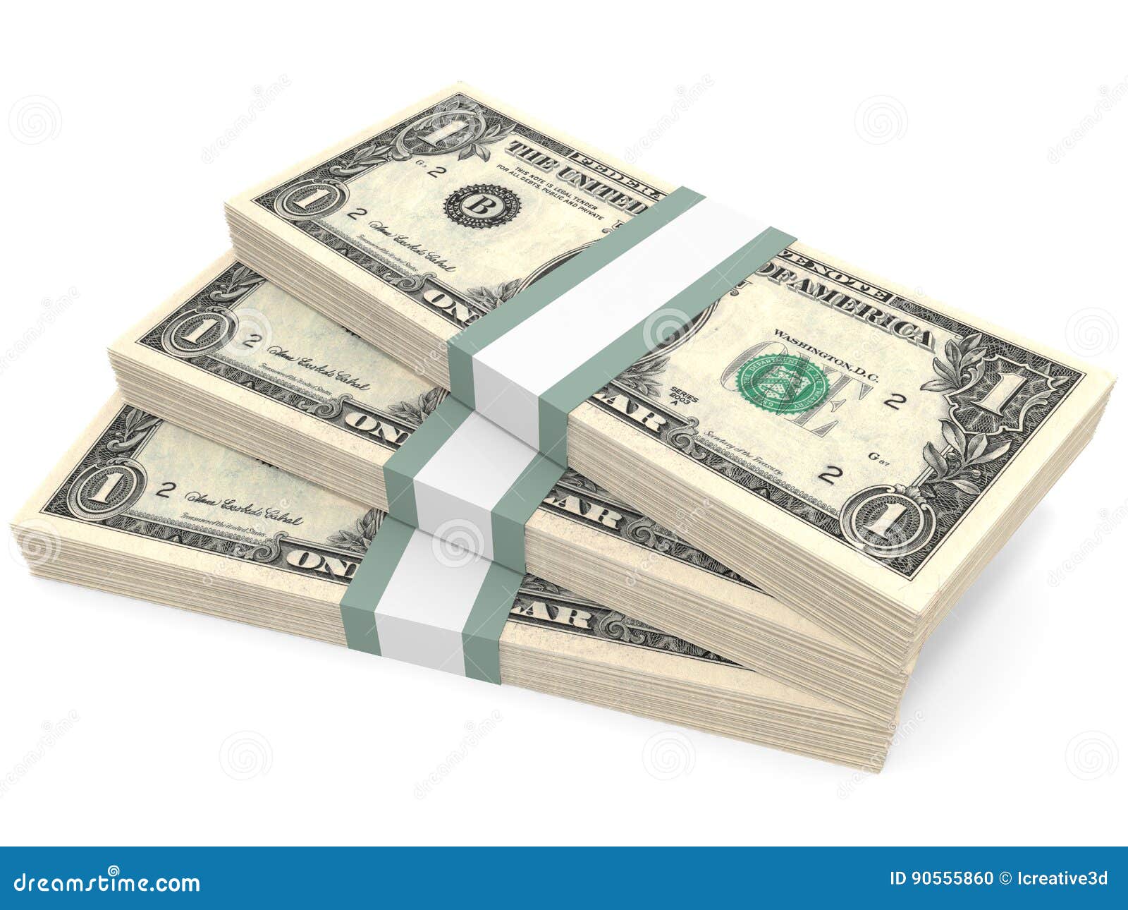 Stacks of Money. One Dollar Stock Illustration - Illustration of bill ...