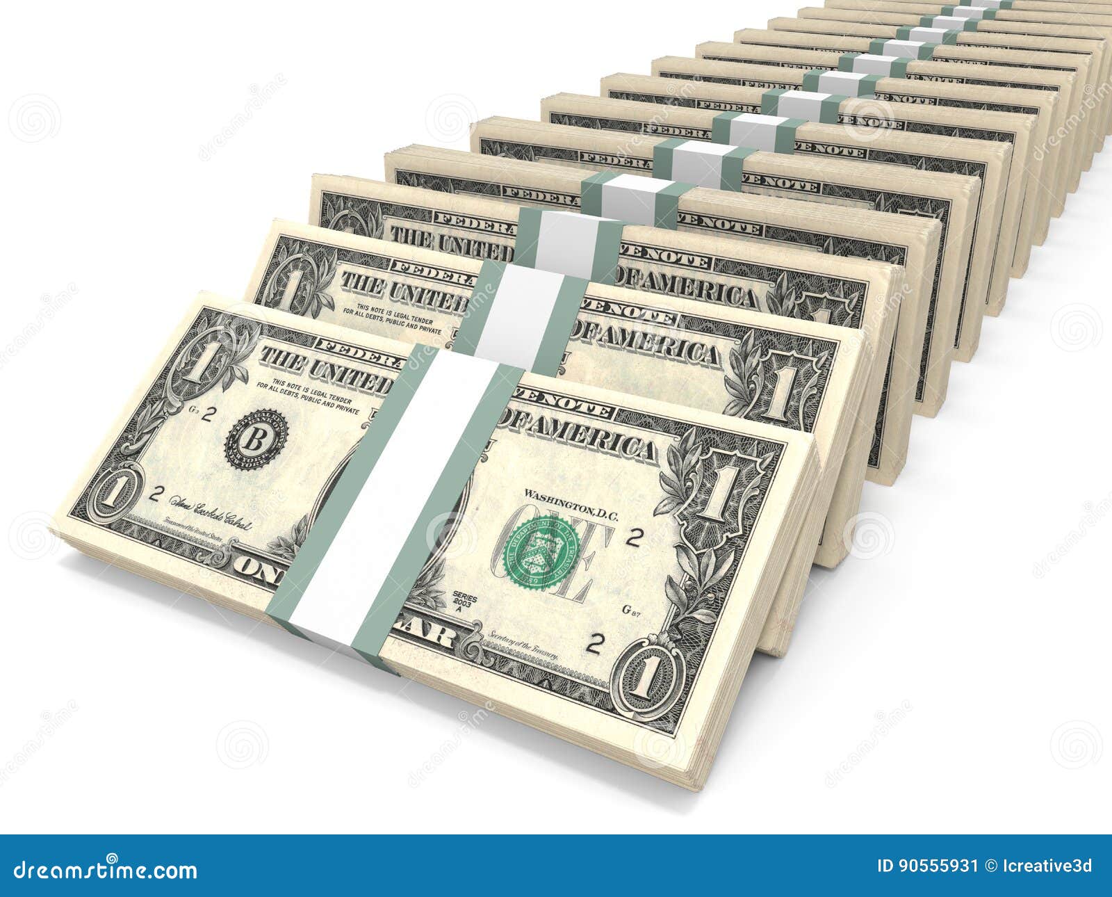 Stacks of Money. One Dollar Stock Illustration - Illustration of ...