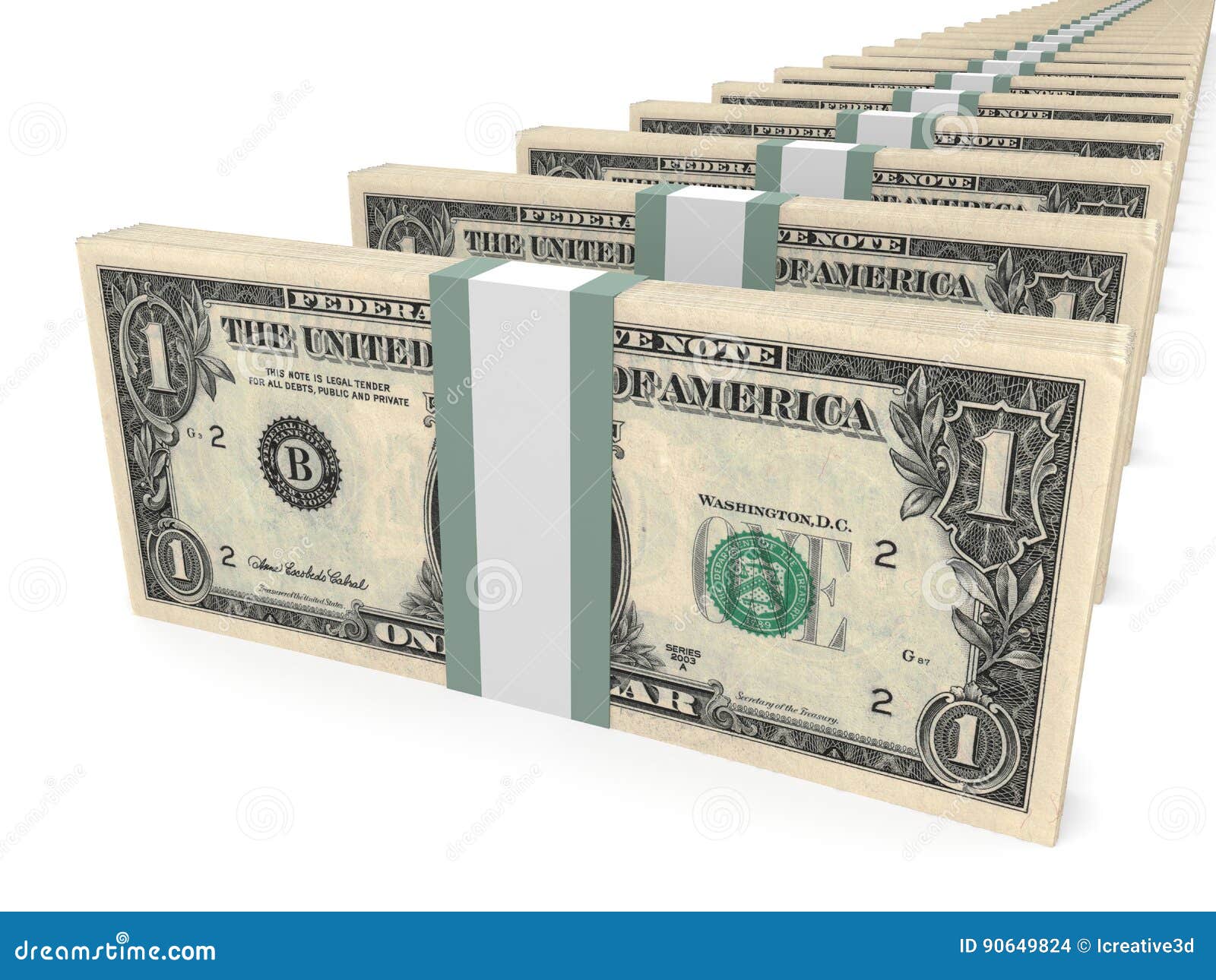 Stacks of Money. One Dollar Stock Illustration - Illustration of notes ...