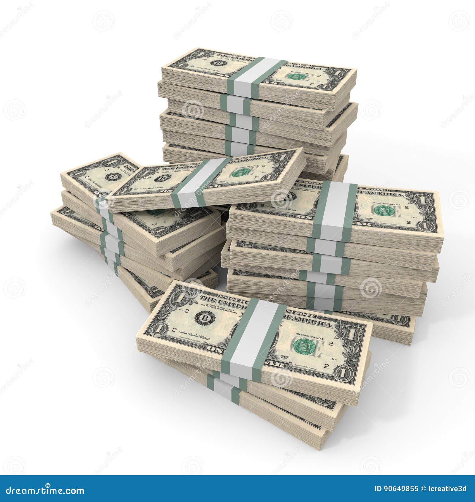 Stacks of Money. One Dollar Stock Illustration - Illustration of ...