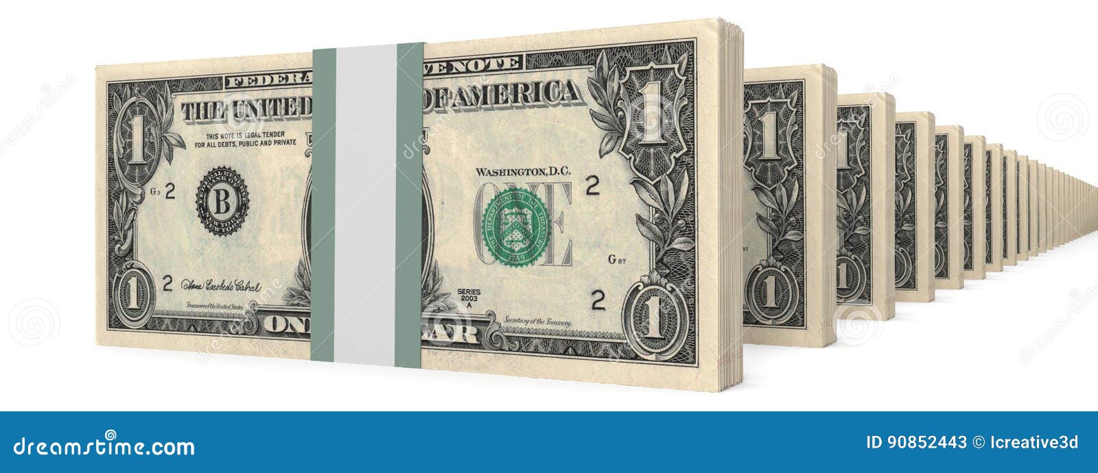Stacks of Money. One Dollar Stock Illustration - Illustration of ...