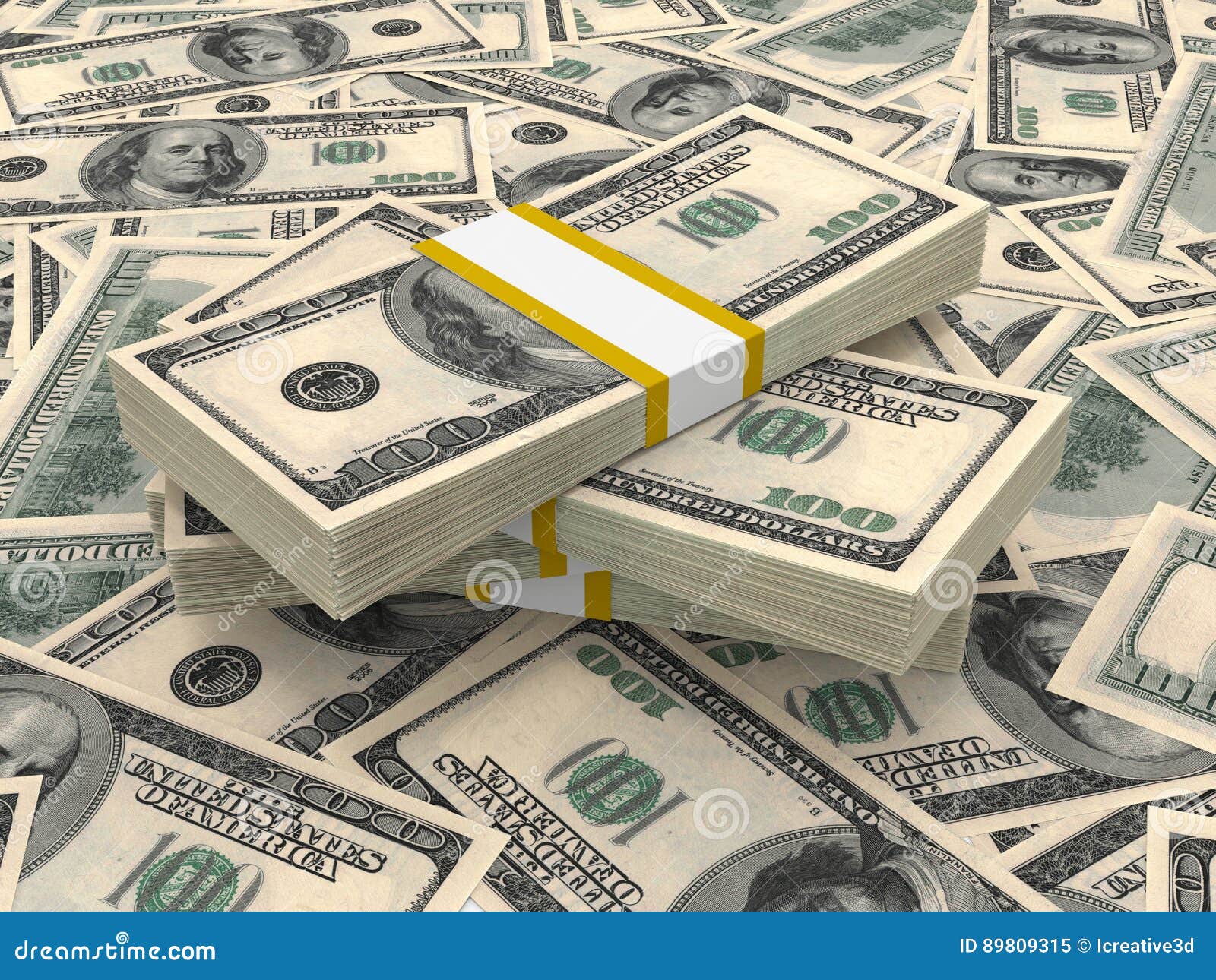 Stacks of Money. One Hundred Dollars Stock Illustration - Illustration ...