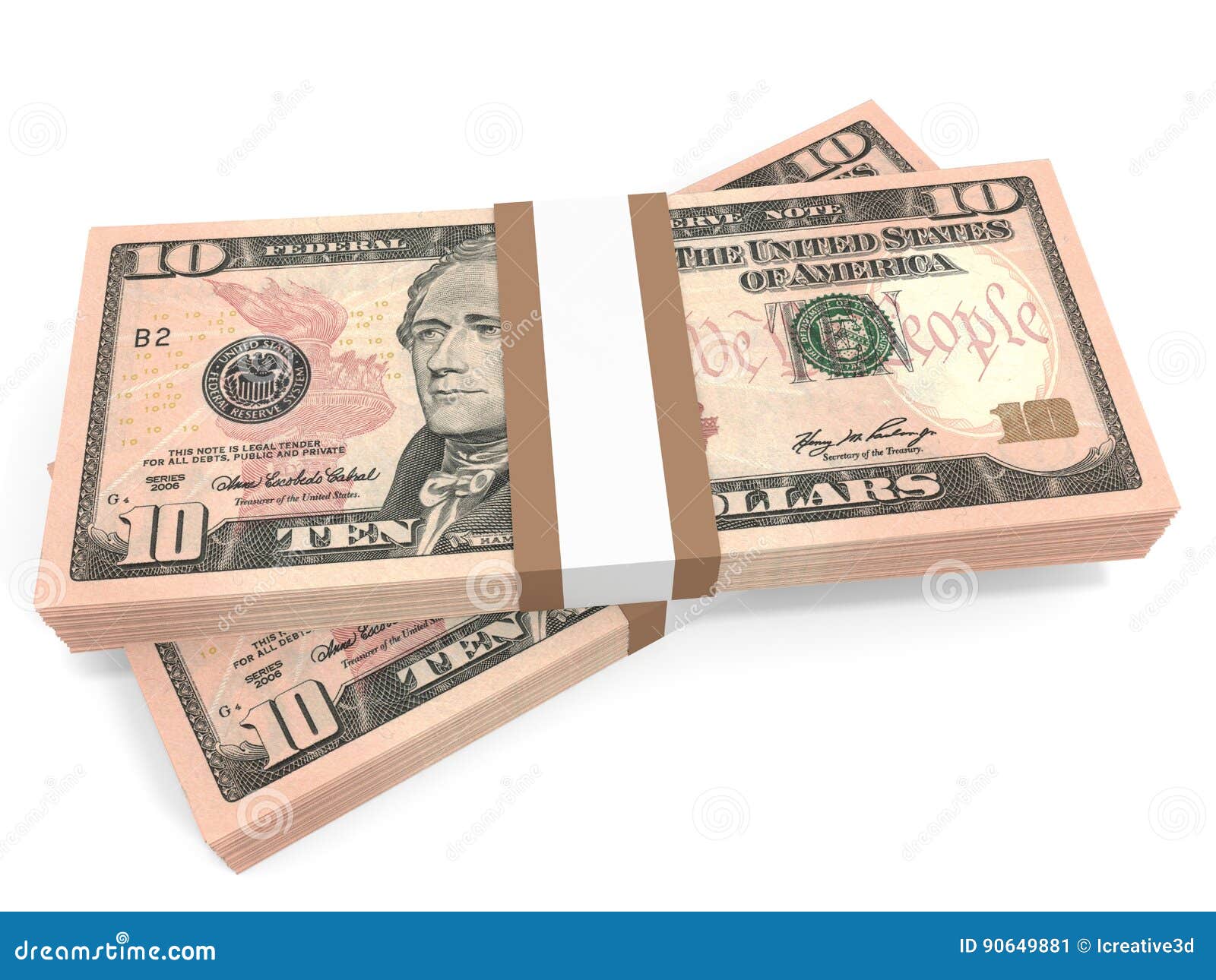 Stacks of Money. Ten Dollars Stock Illustration - Illustration of bill ...