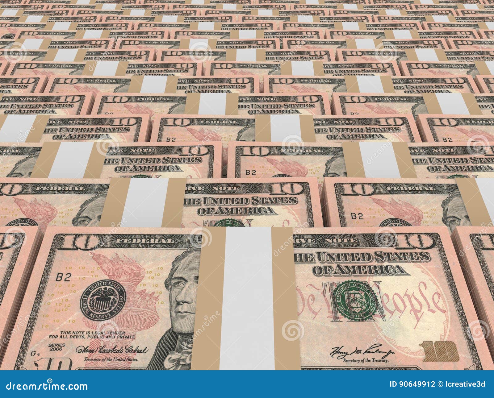 Stacks of Money. Ten Dollars Stock Illustration - Illustration of ...