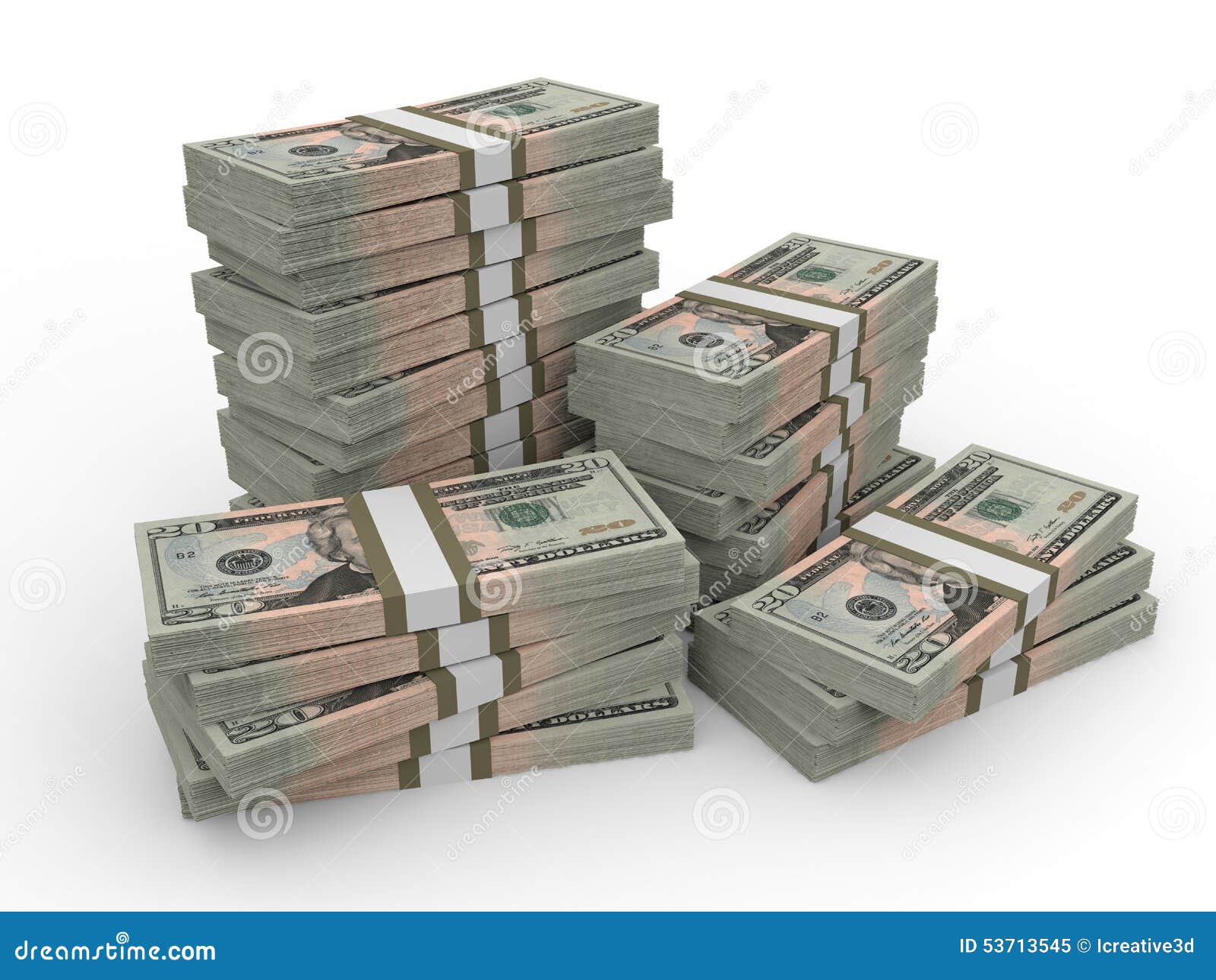 Stacks of Money. Twenty Dollars Stock Illustration - Illustration of ...
