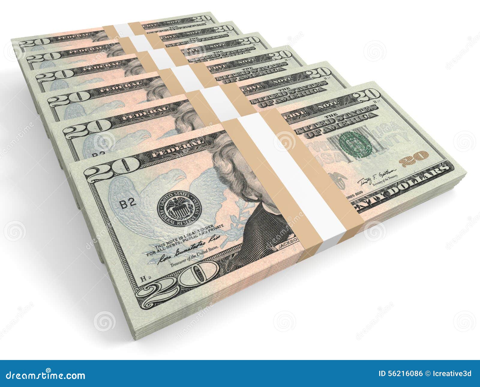 Stacks of Money. Twenty Dollars Stock Illustration - Illustration of ...