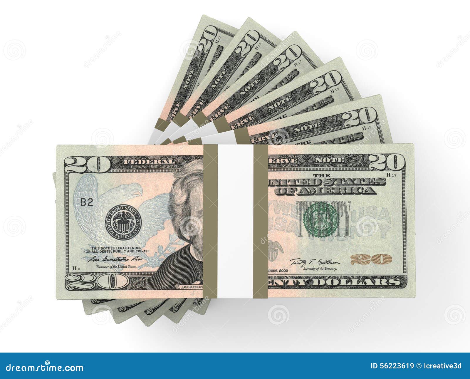Stacks of Money. Twenty Dollars Stock Illustration - Illustration of ...