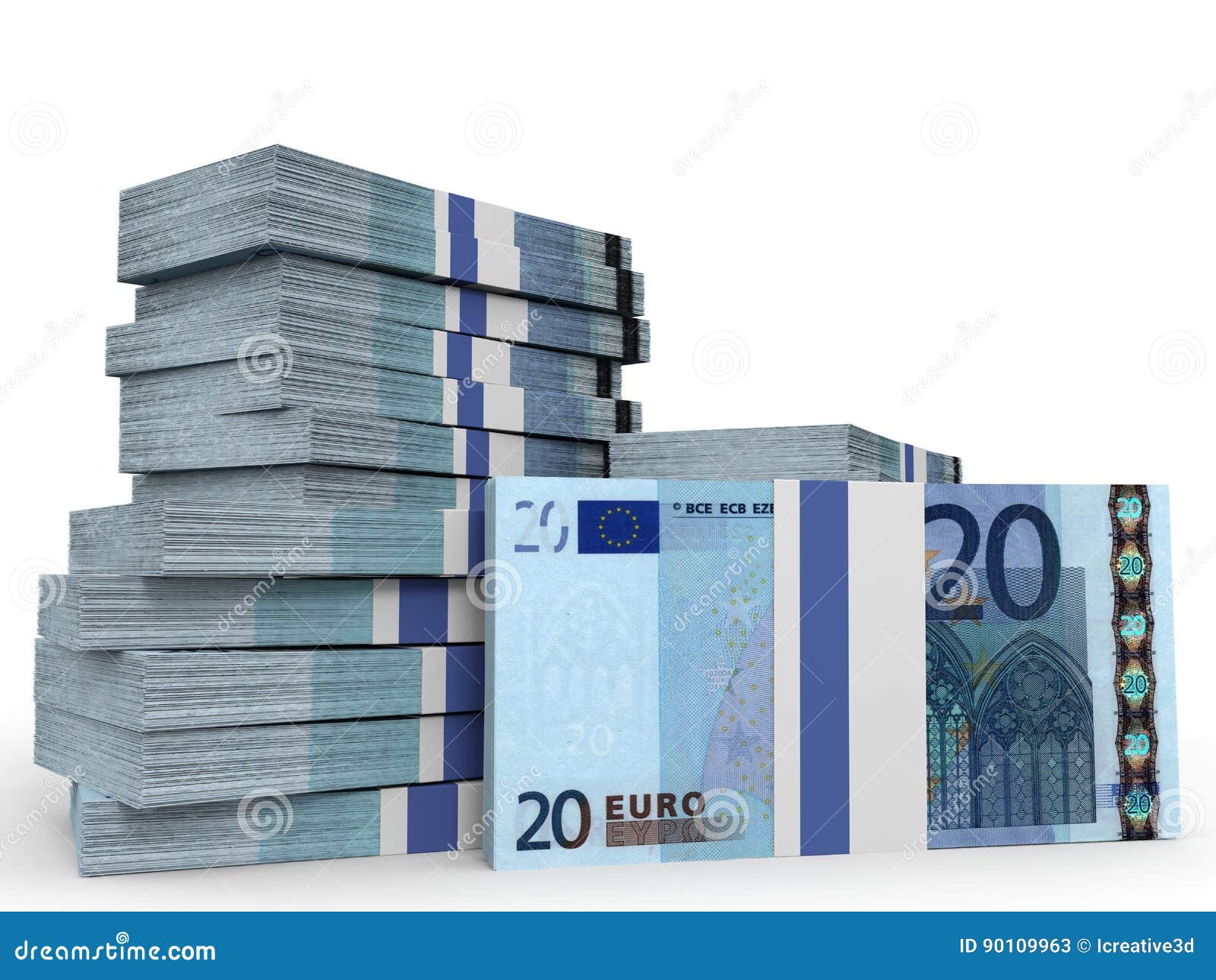 Stacks of Money. Twenty Euros Stock Illustration - Illustration of ...