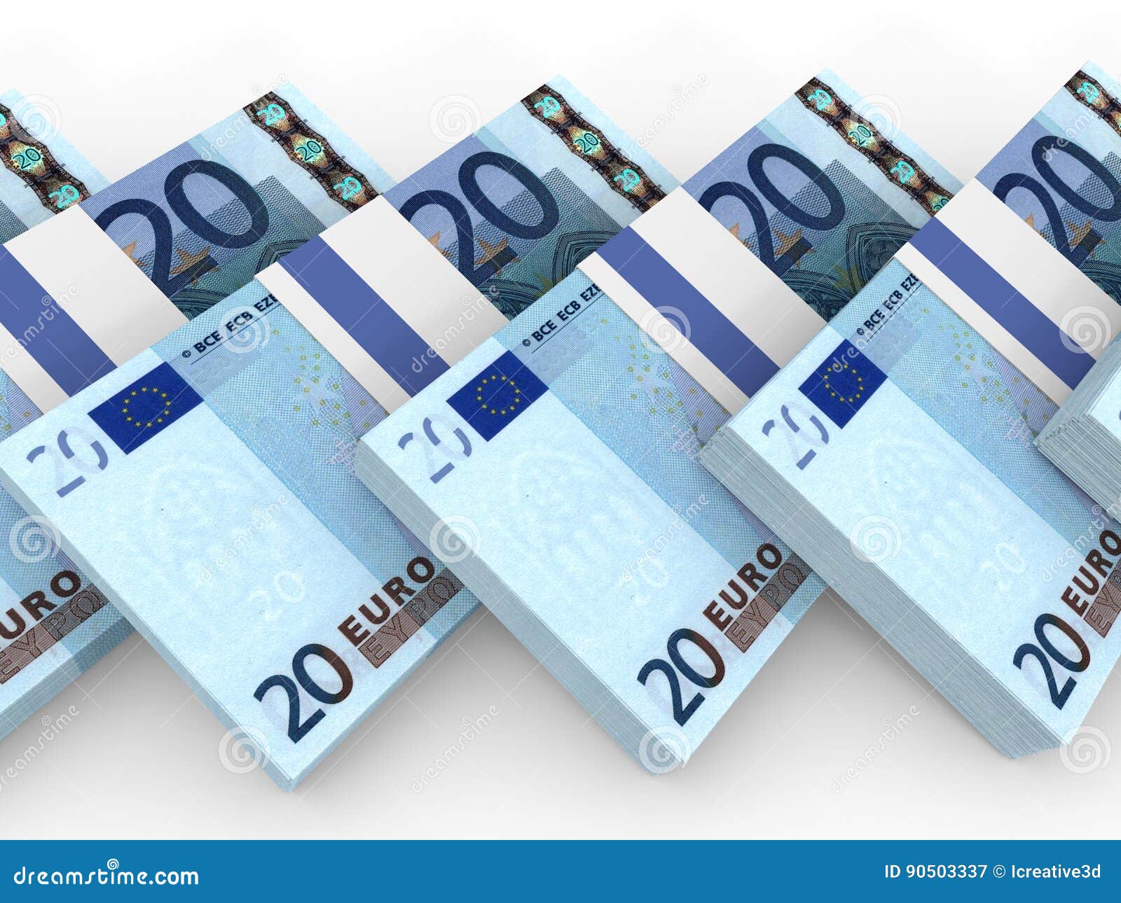 Stacks of Money. Twenty Euros Stock Illustration - Illustration of ...