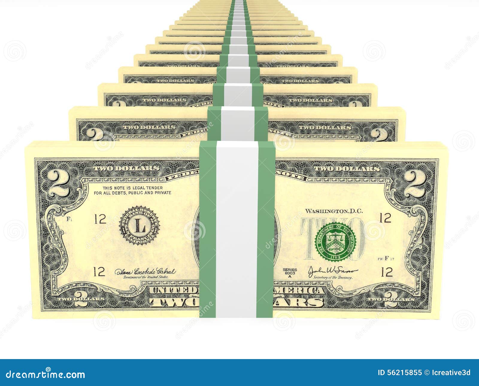 Stacks of Money. Two Dollars Stock Illustration - Illustration of bank ...