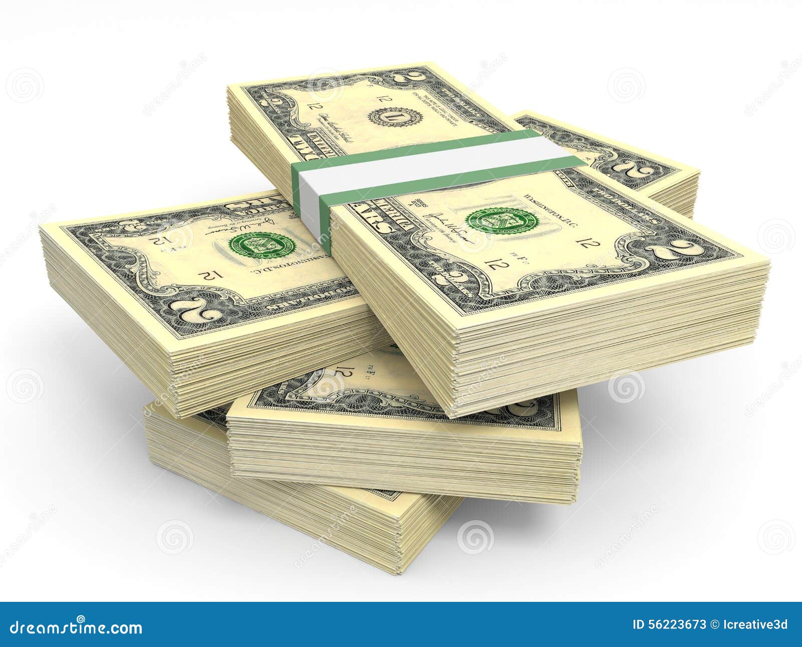 Stacks of Money. Two Dollars Stock Illustration - Illustration of ...