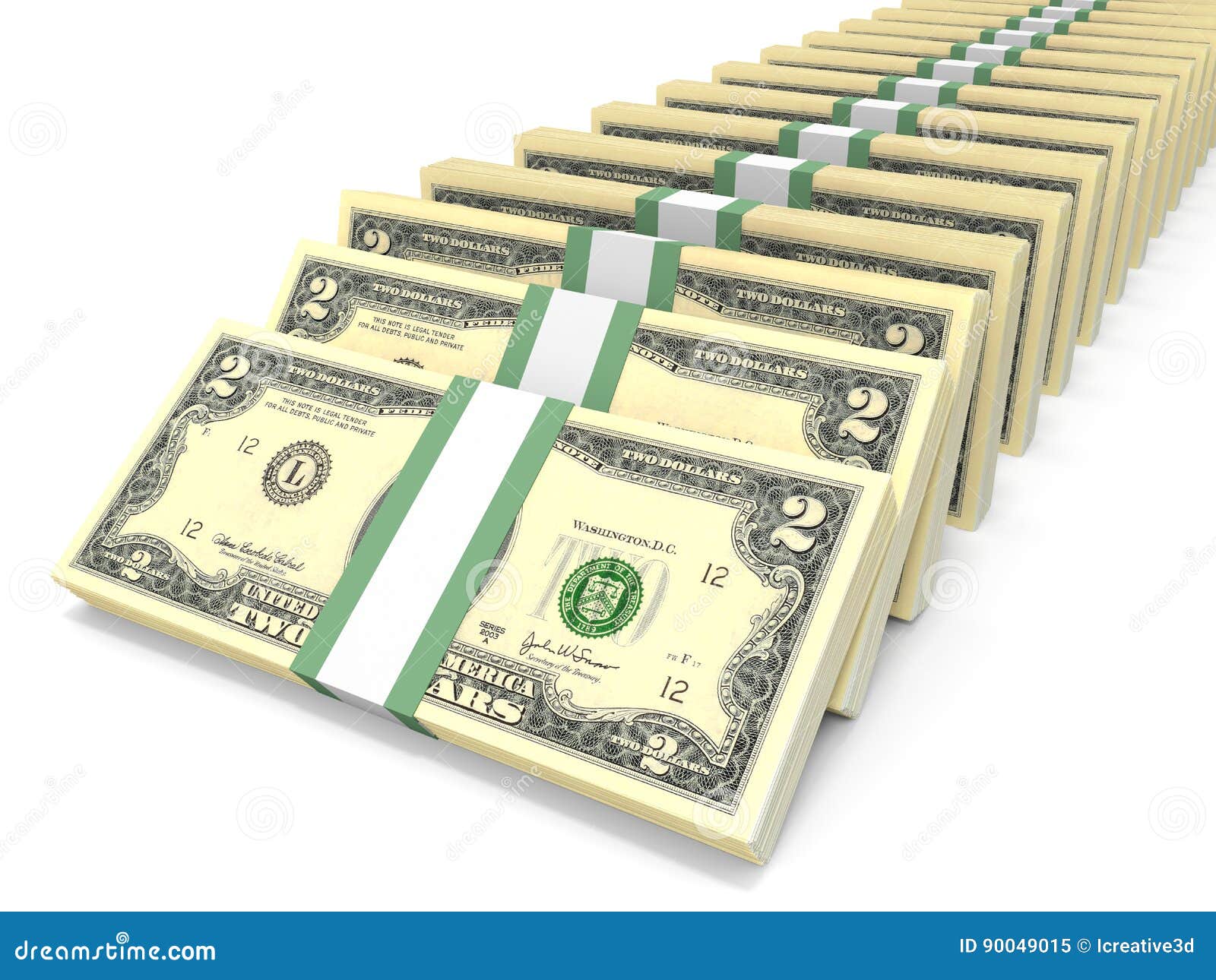 Stacks of Money. Two Dollars Stock Illustration - Illustration of ...