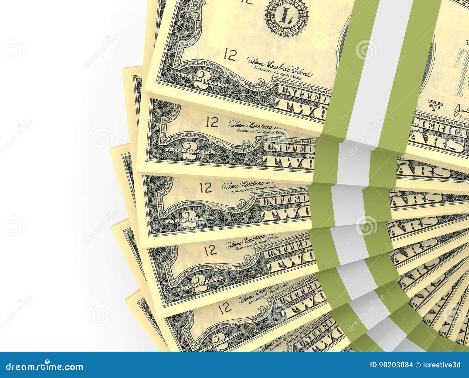 Stacks of Money. Two Dollars Stock Illustration - Illustration of ...