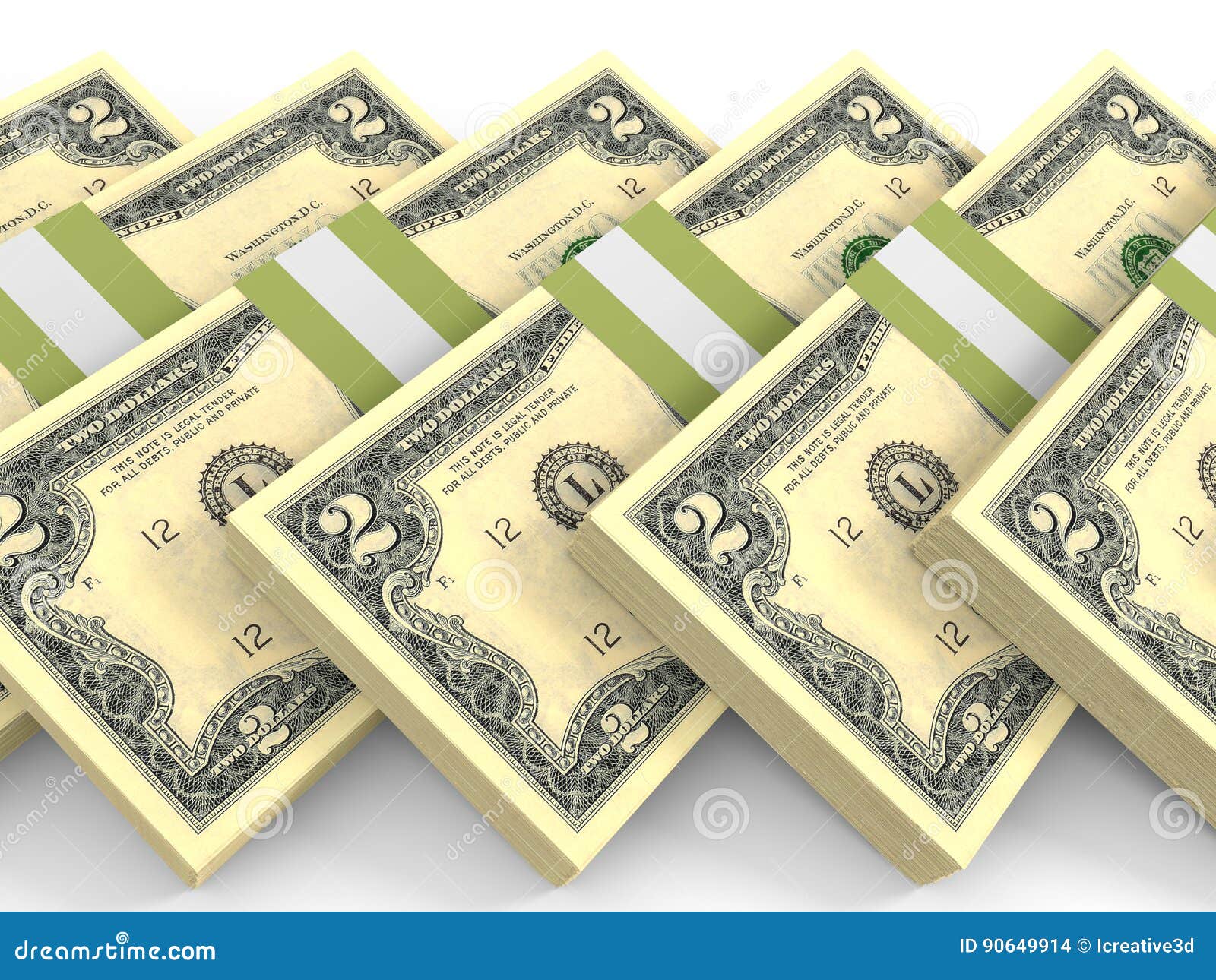Stacks of Money. Two Dollars Stock Illustration - Illustration of ...