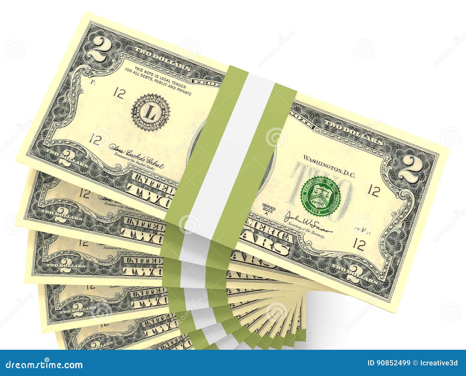 Stacks of Money. Two Dollars Stock Illustration - Illustration of greed ...