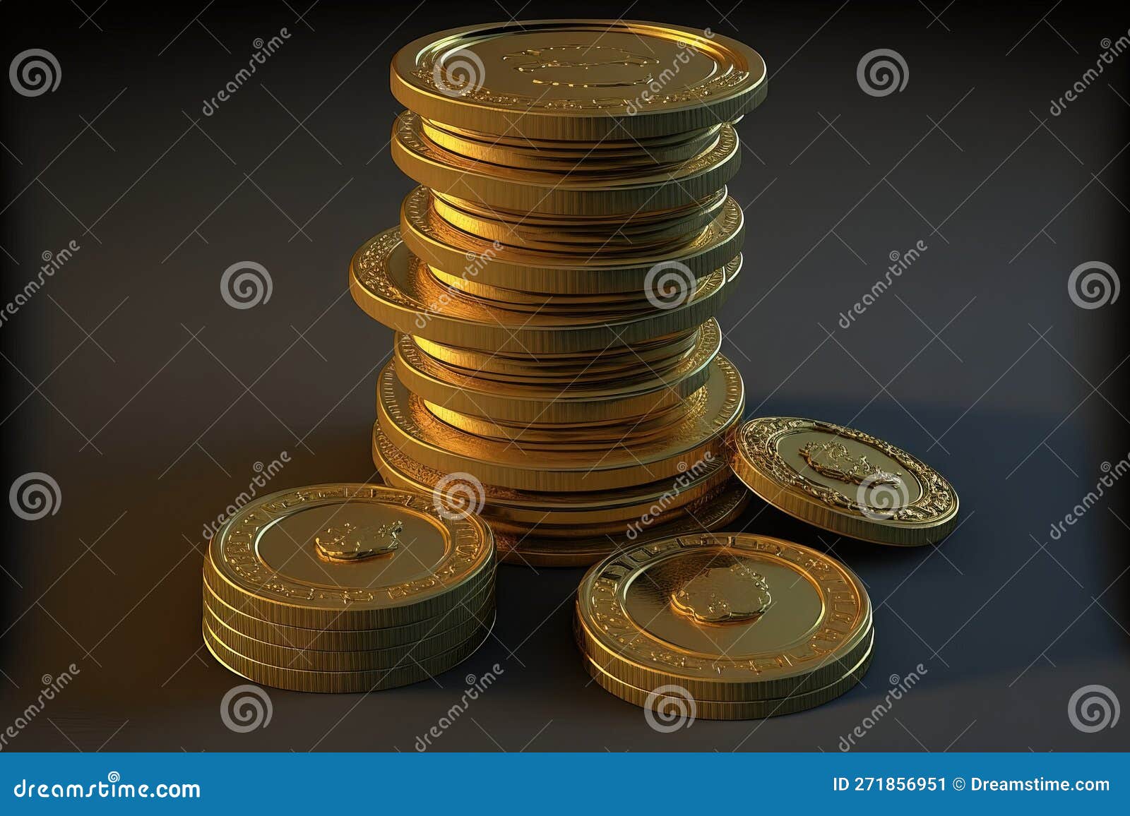Stacks and Mounds of Gold Coins Signify Prosperity and Riches Stock ...