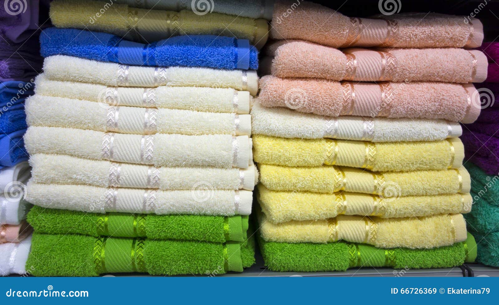 Stacks of Multi Colored Towels Stock Image - Image of variation, towel ...