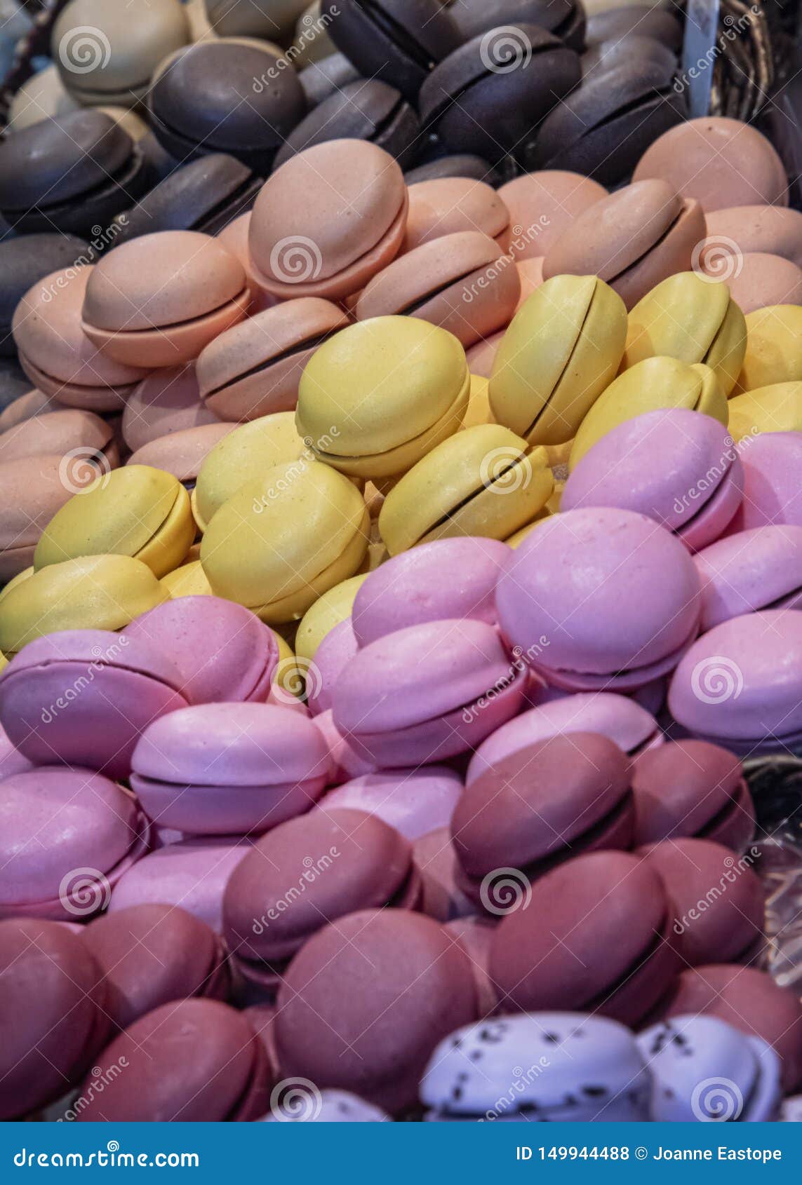 Stacks of Multicoloured Macaroon Biscuits Stock Photo - Image of close ...