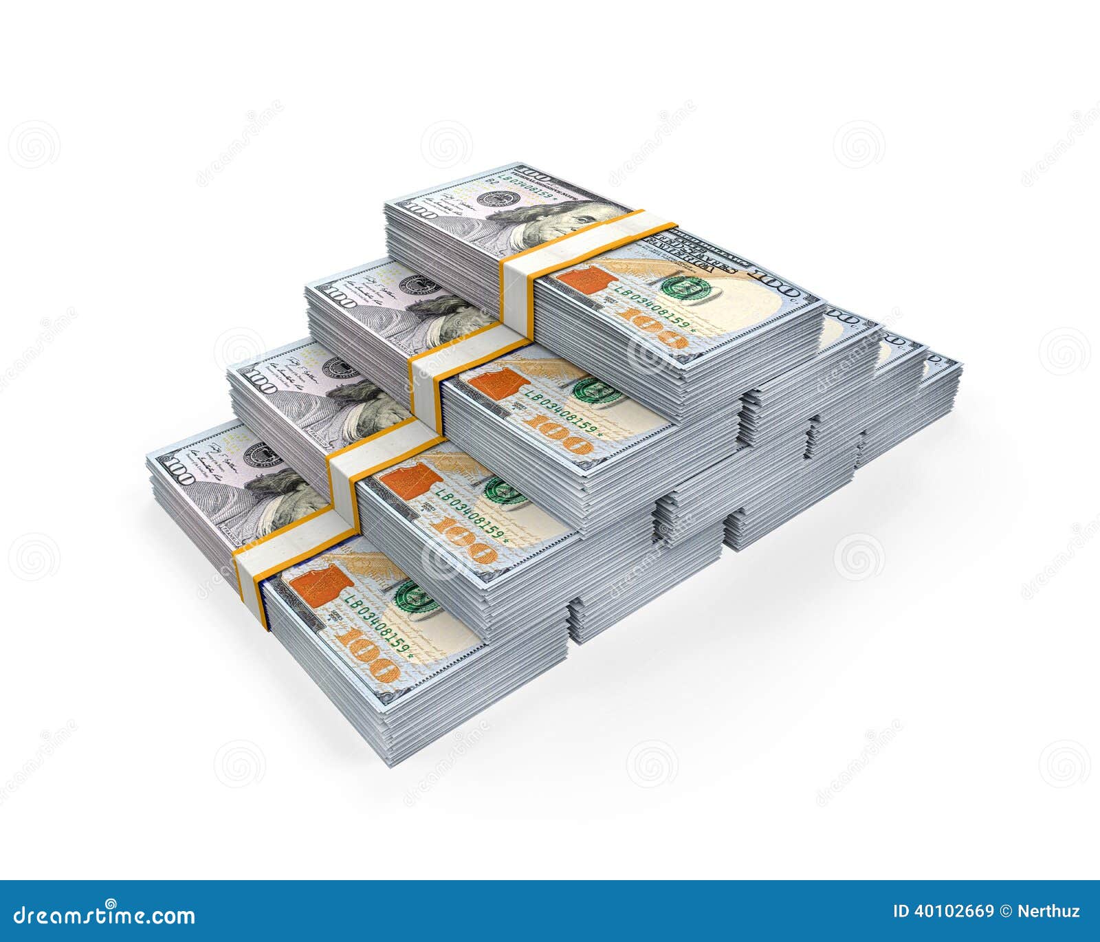 Stacks of New 100 US Dollar Banknotes Stock Illustration - Illustration ...