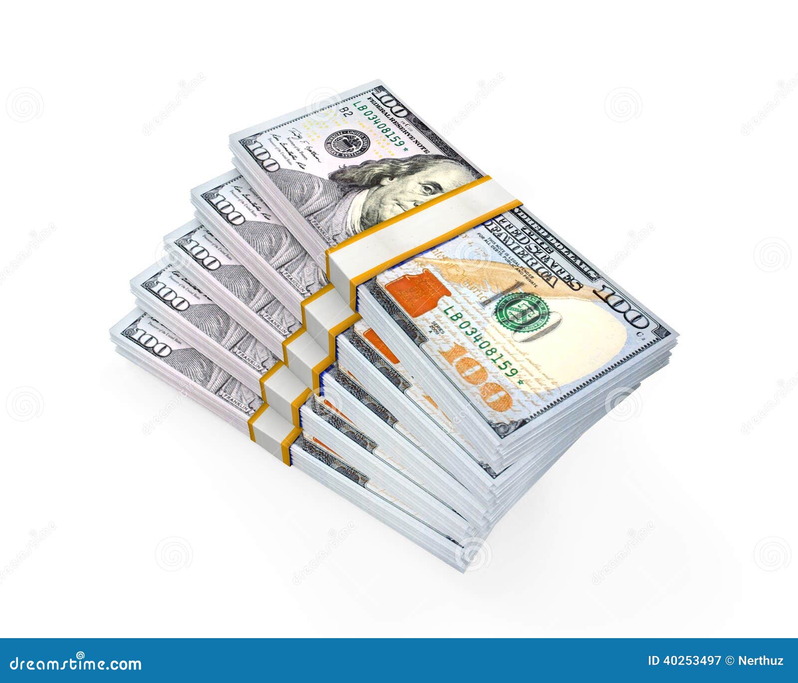 Stacks of New 100 US Dollar Banknotes Stock Illustration - Illustration ...