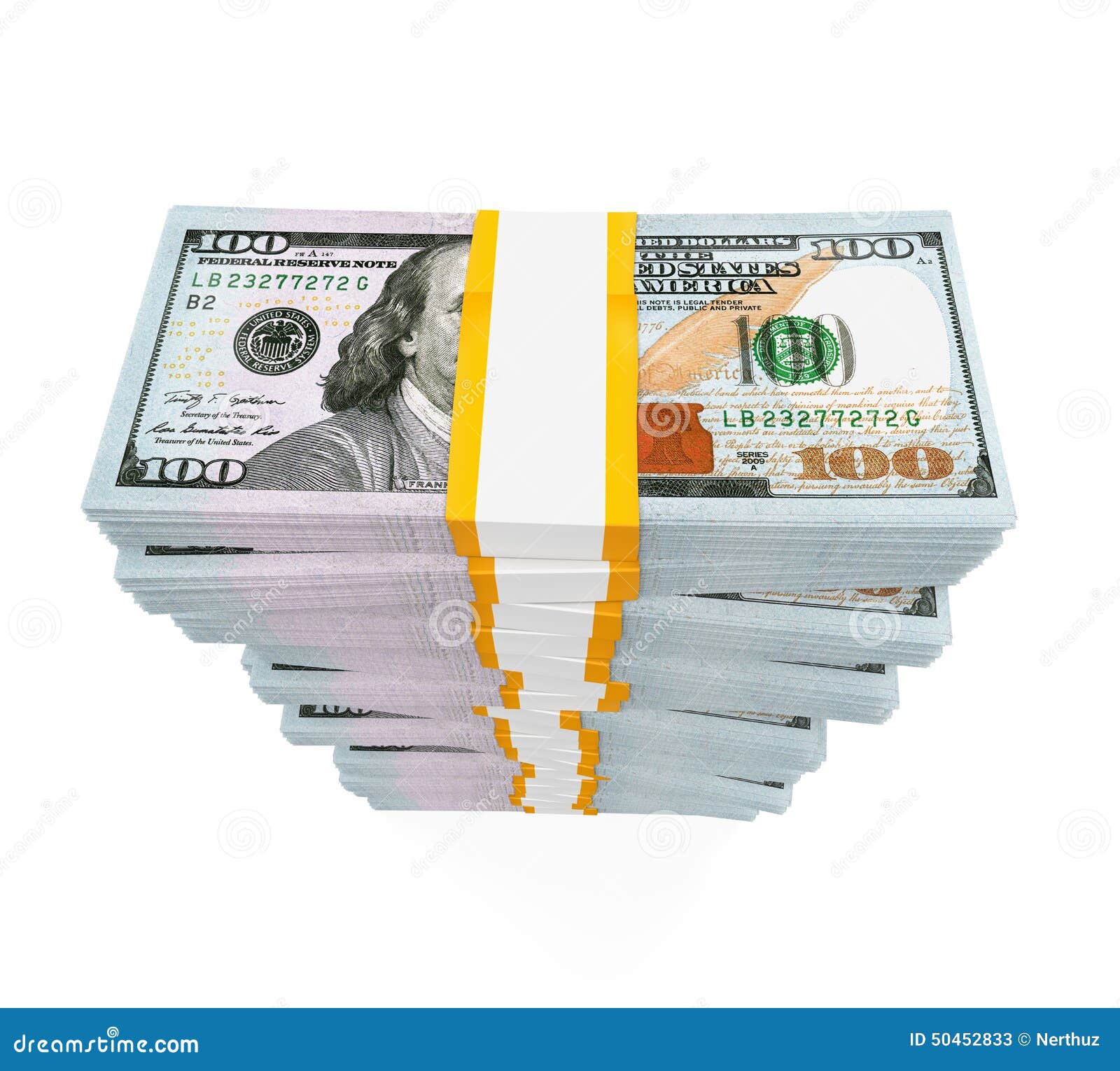 Stacks of New 100 US Dollar Banknotes Stock Illustration - Illustration ...
