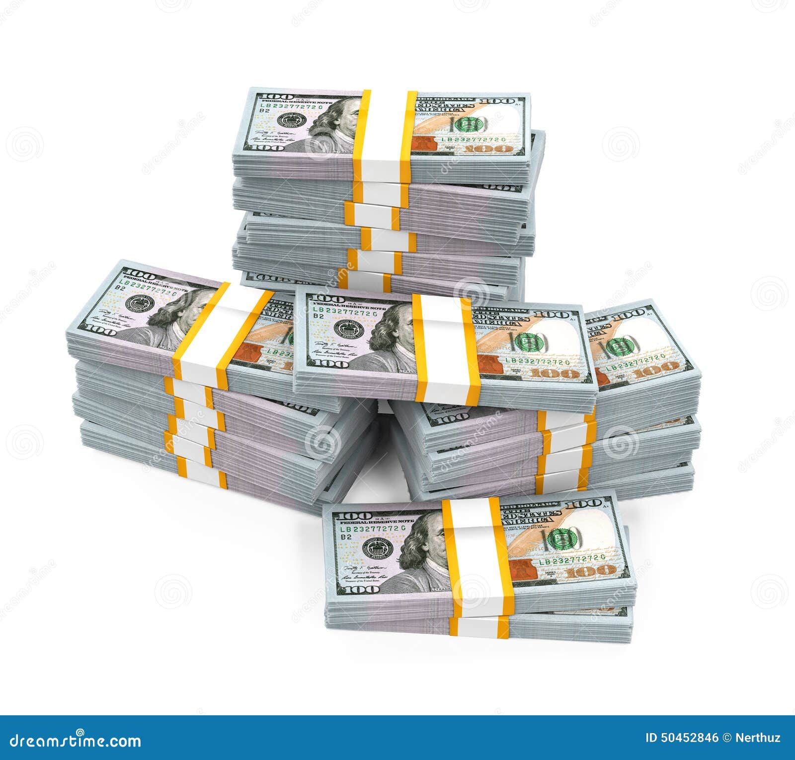 Stacks of New 100 US Dollar Banknotes Stock Illustration - Illustration ...