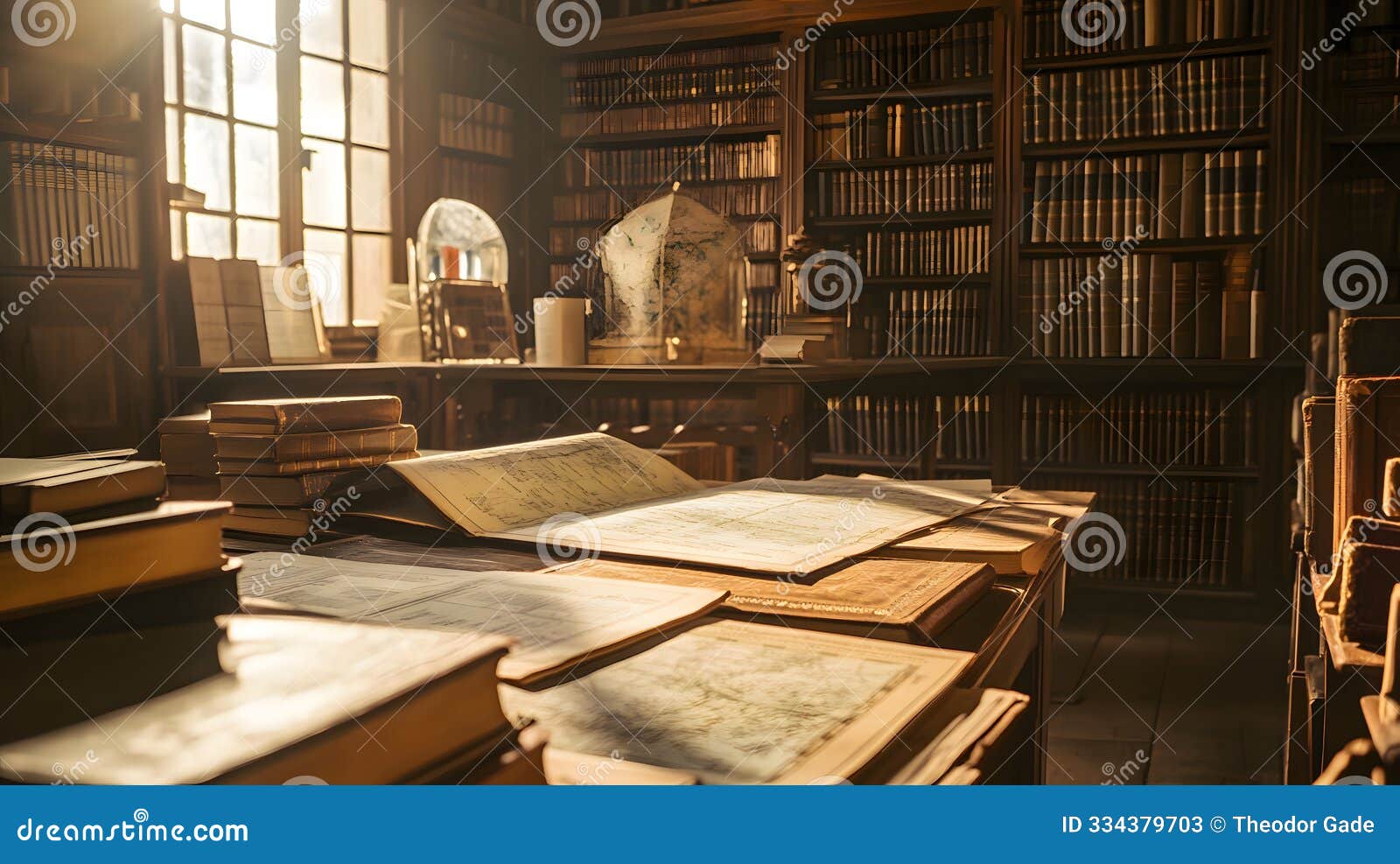 Stacks of Old Books in a Library. Stock Illustration - Illustration of ...