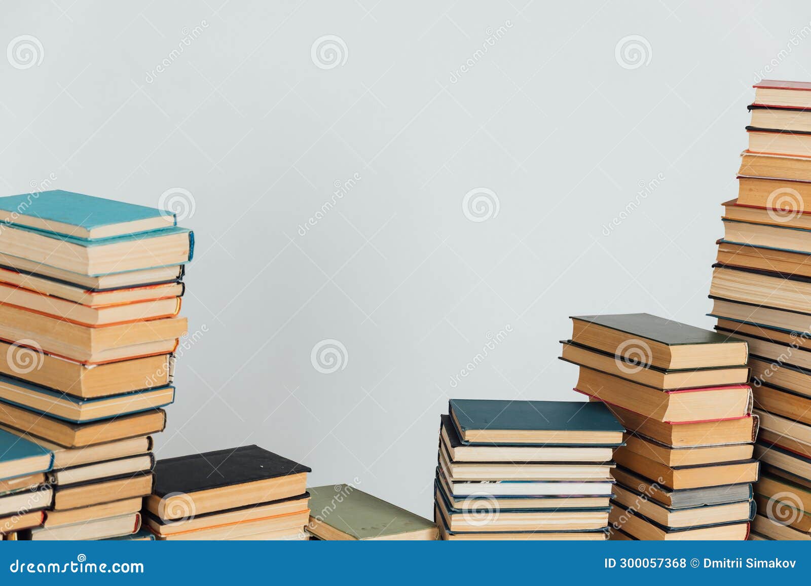 Stacks of Old Books in Study Library on White Background Stock Photo ...