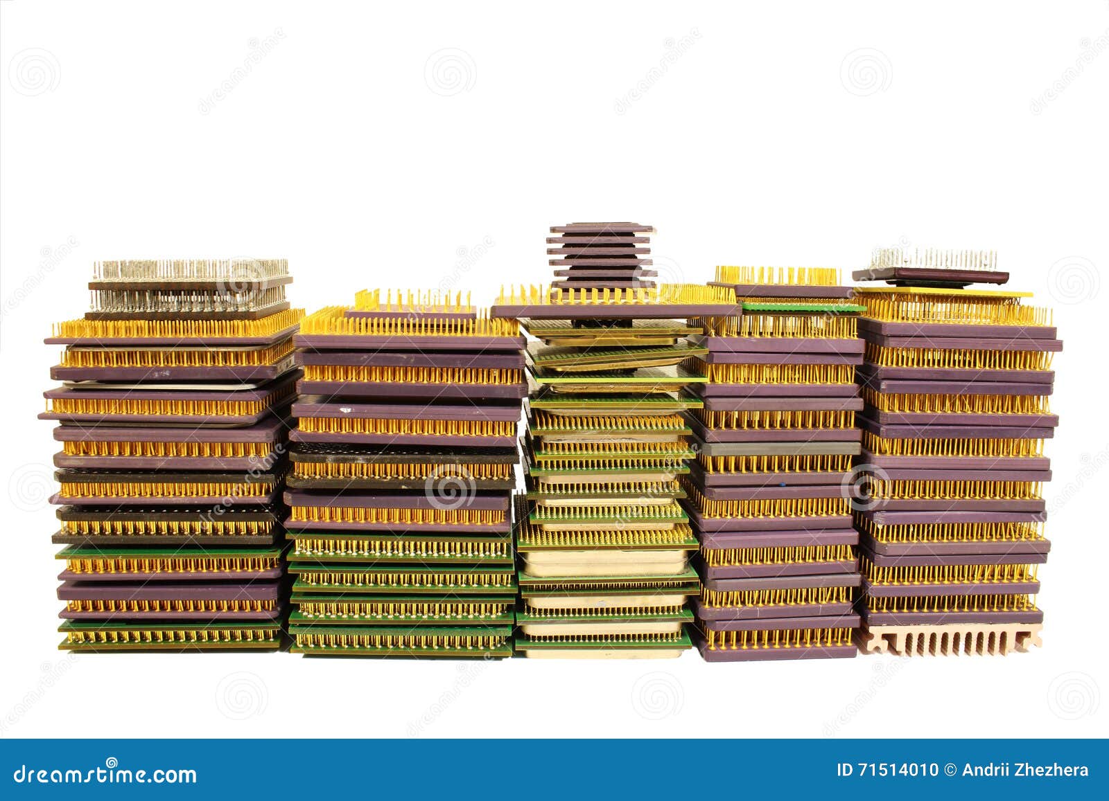 Stacks of Old CPU Chips and Obsolete Computer Processors Stock Photo ...