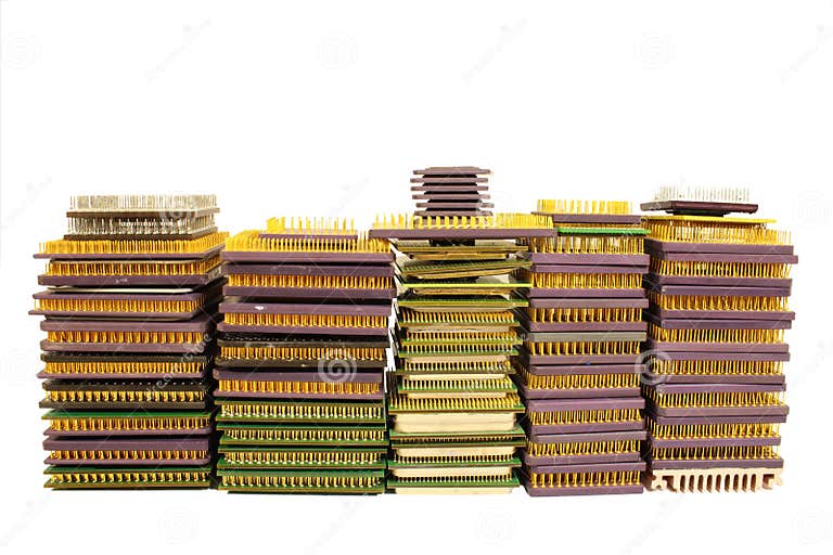 Stacks of Old CPU Chips and Obsolete Computer Processors Stock Photo ...