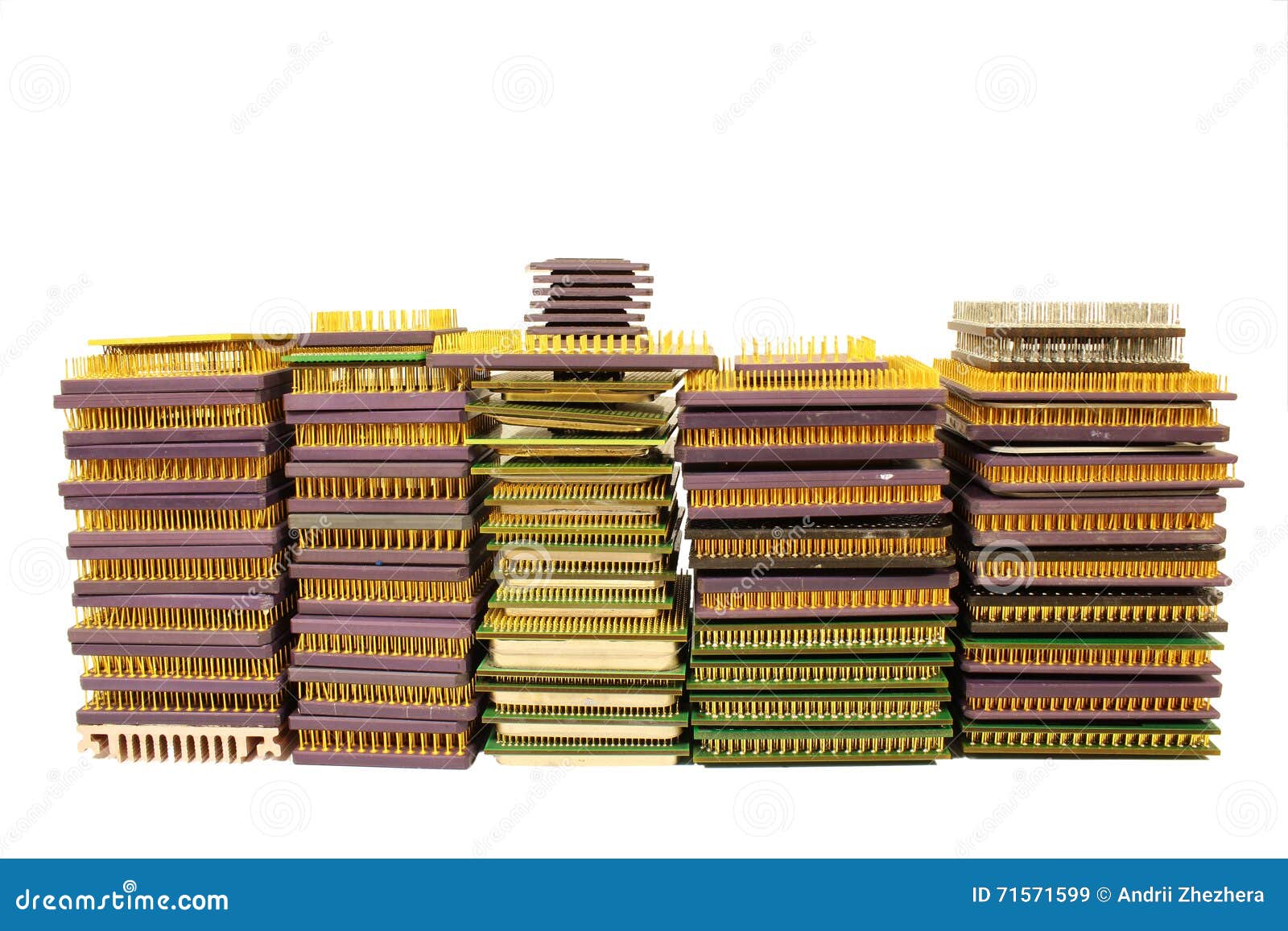 Stacks of Old CPU Chips and Obsolete Computer Processors Isolated on ...