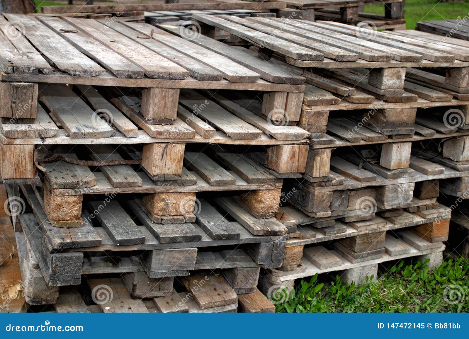 Stacks of Old Wooden Pallets Stock Image - Image of brown, pattern ...