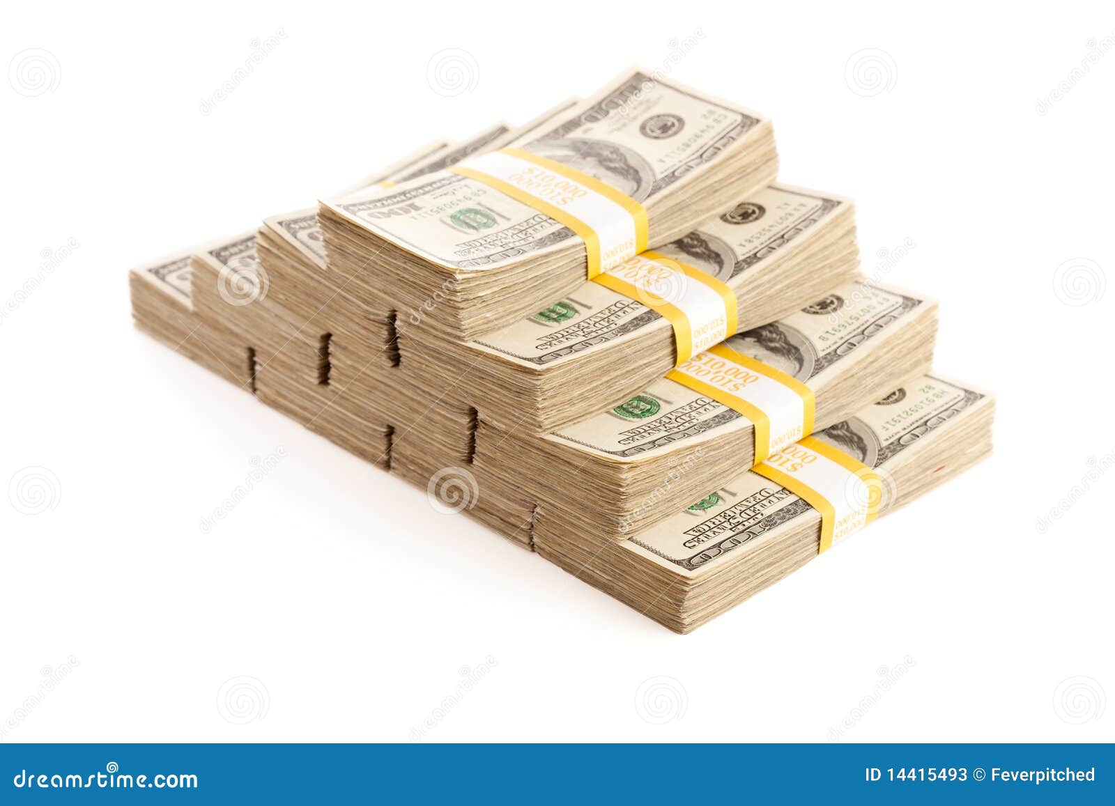 Stacks of One Hundred Dollar Bills Isolated Stock Image - Image of ...