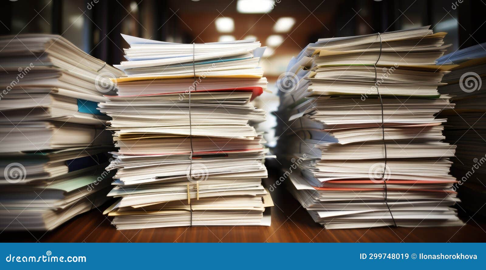 Stacks Packs Pile on the Desk in the Office. Ai Generated Stock Image ...