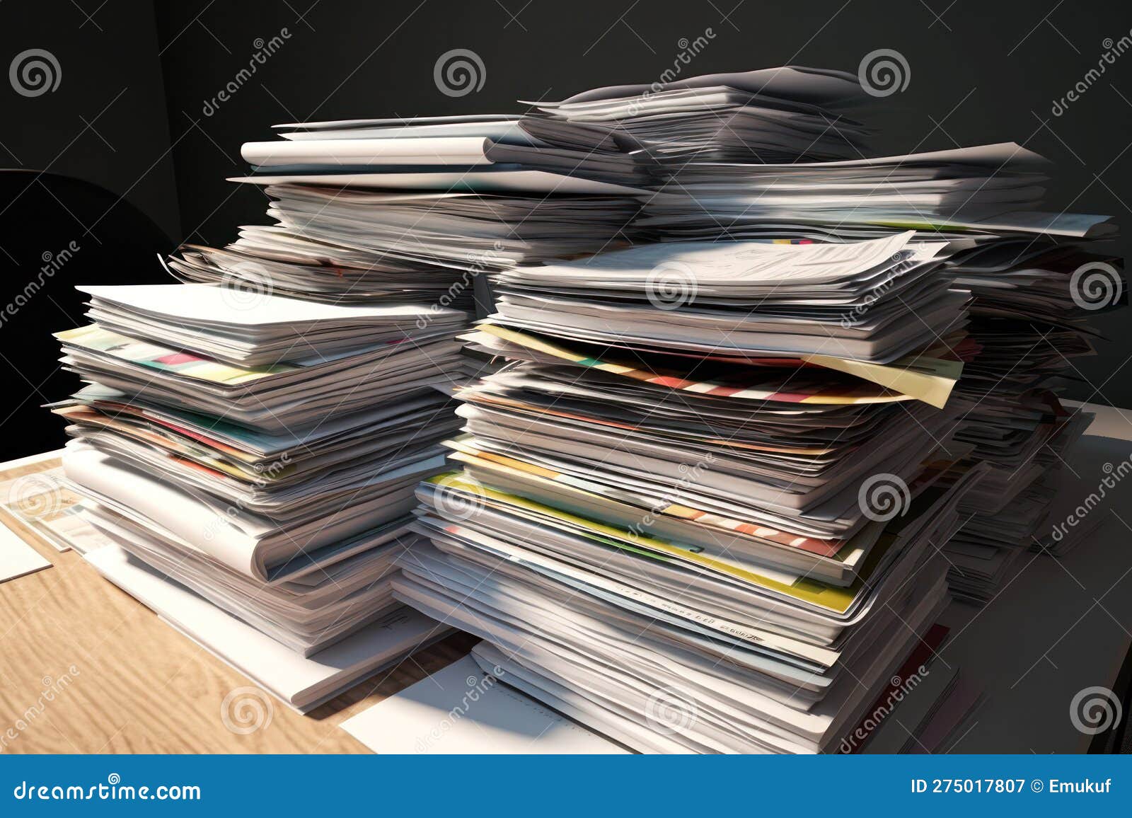 Stacks of Paper Documents, Paperwork in the Office Generative Ai Stock ...