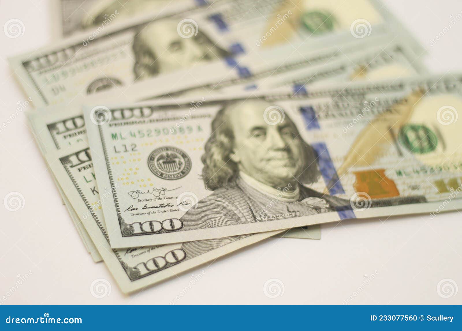 Stacks of Paper 100 Dollars USA on the White Background Stock Photo ...