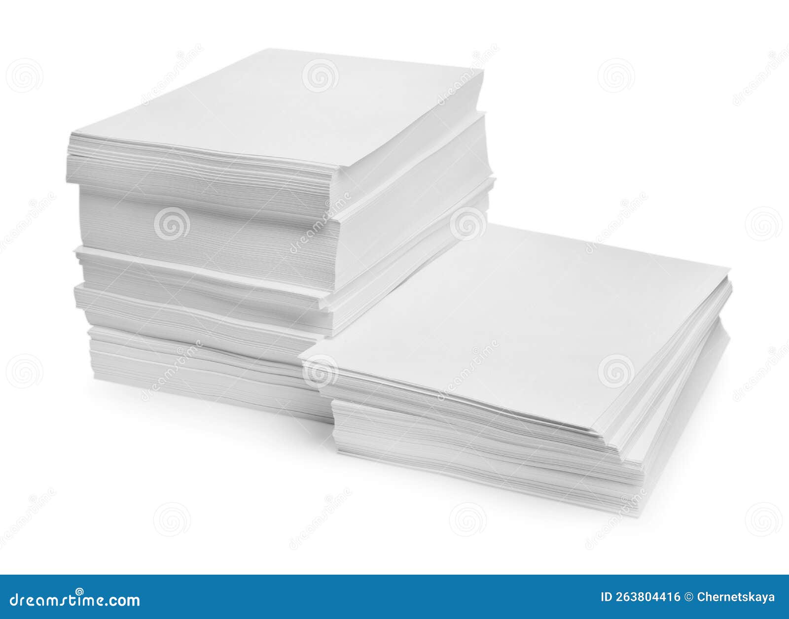 Stacks of Paper Sheets on White Background Stock Photo - Image of blank ...