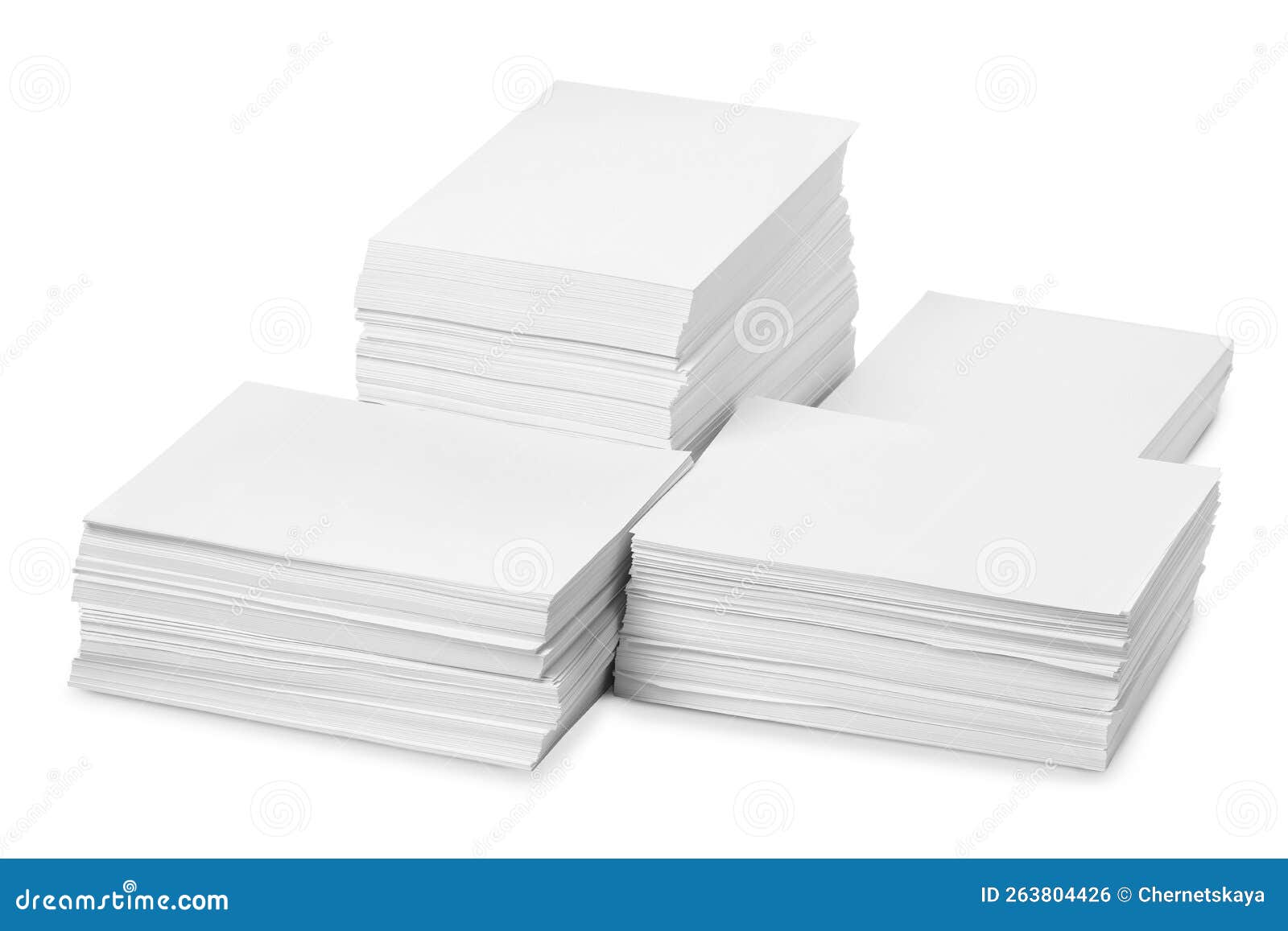 Stacks of Paper Sheets on White Background Stock Photo - Image of stack ...
