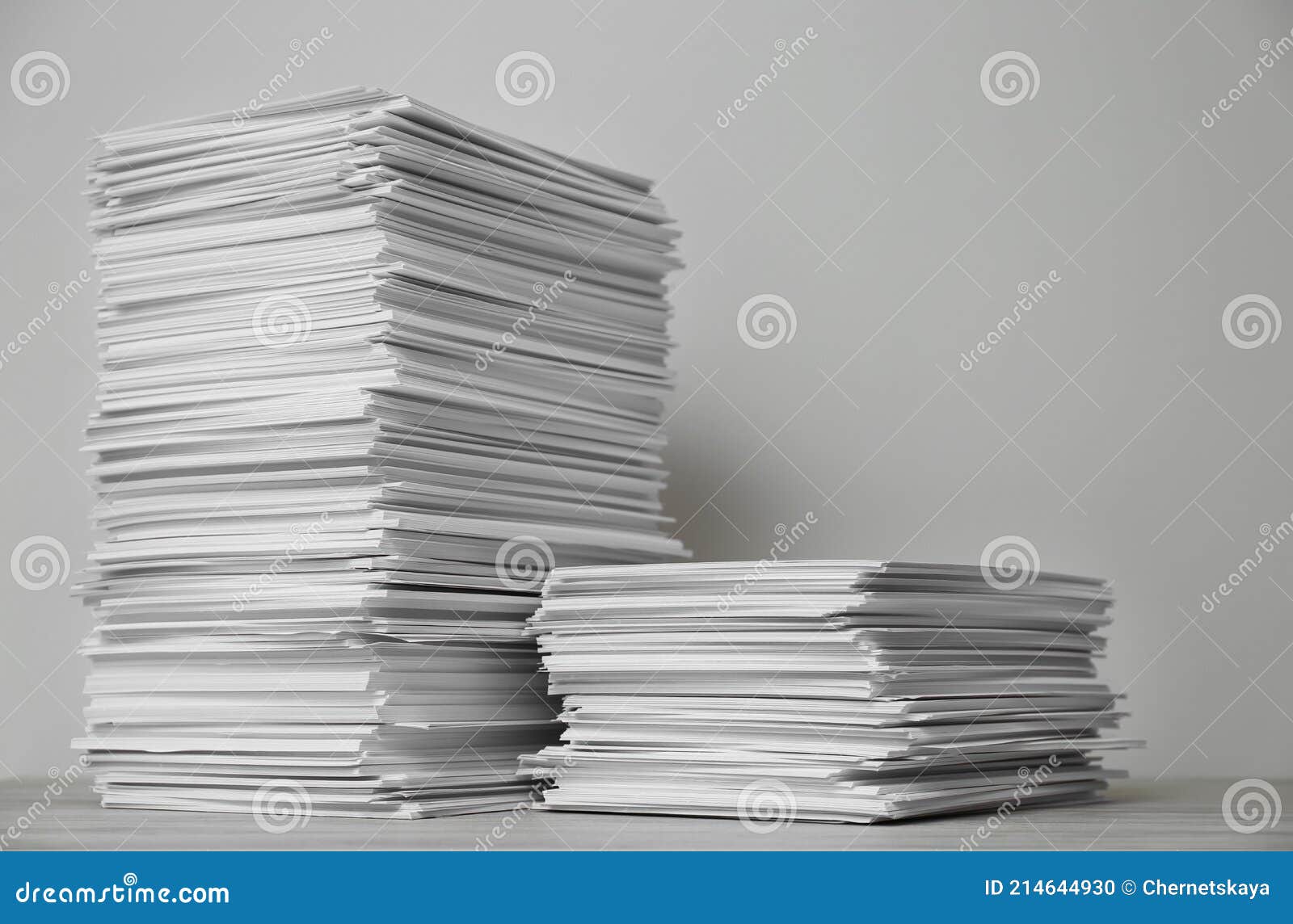 Stacks of Paper Sheets on Wooden Table Stock Photo - Image of copy ...