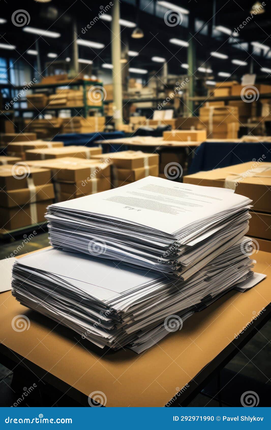 Stacks of Paper on Warehouse Background. Documents for Warehouse and ...