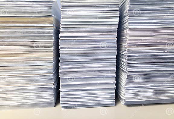 Stacks of Papers on a Table in the Office Stock Image - Image of ...