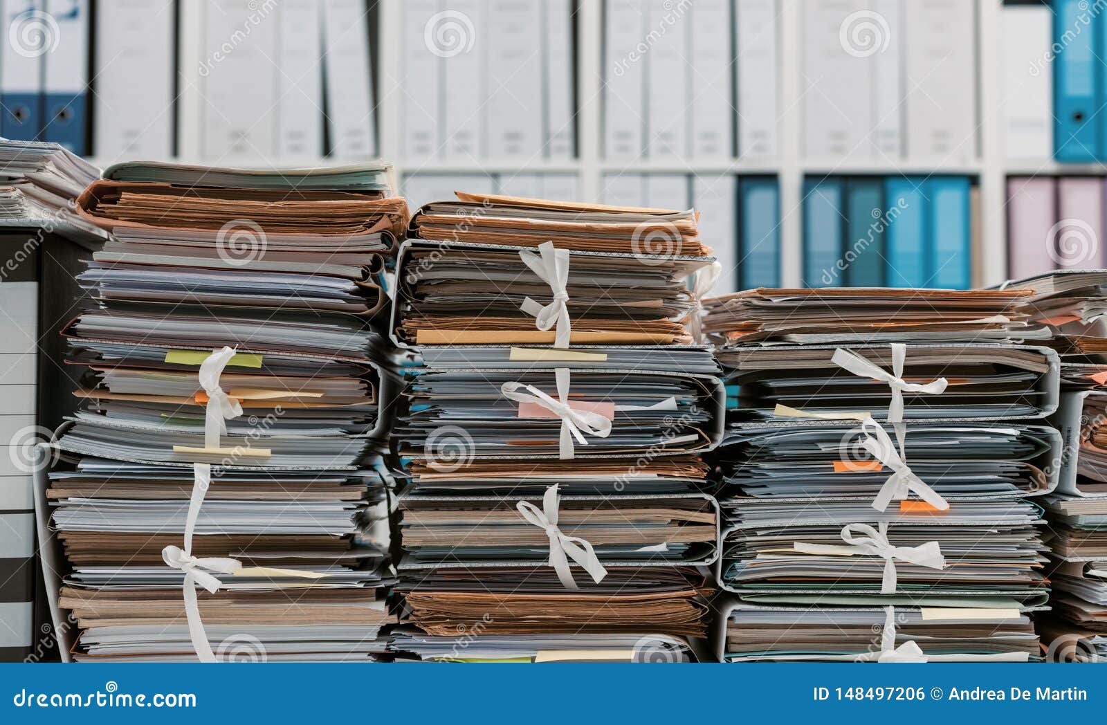 Stacks of Paperwork in the Office Stock Photo - Image of information ...