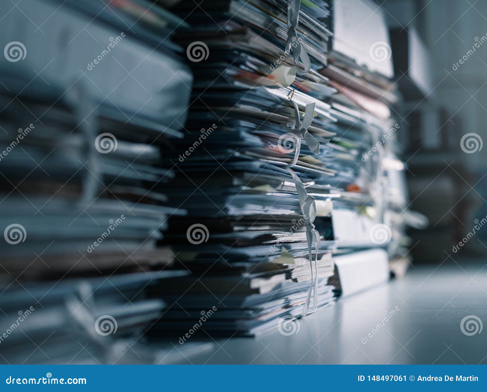Stacks of Paperwork in the Office Stock Image - Image of documents ...